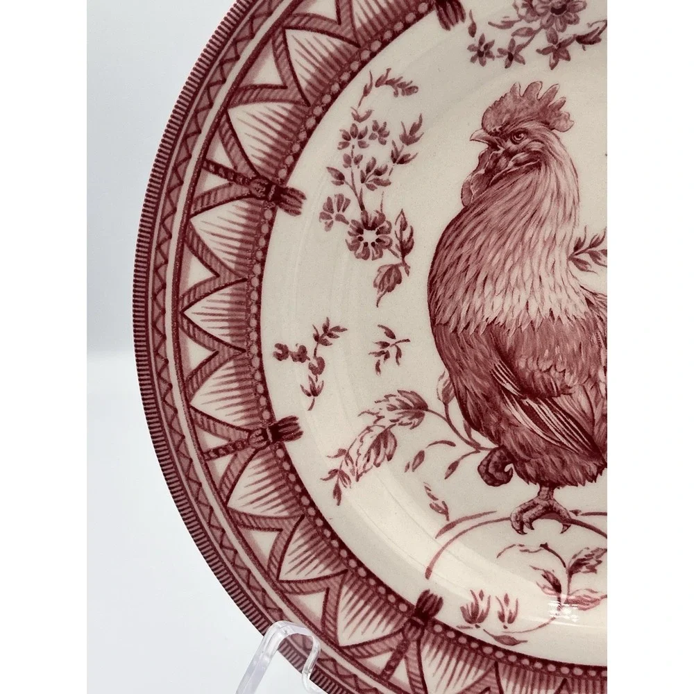 Dining | Queens Churchill Red Rooster Salad Plate Toile Neiman Marcus 8 ...